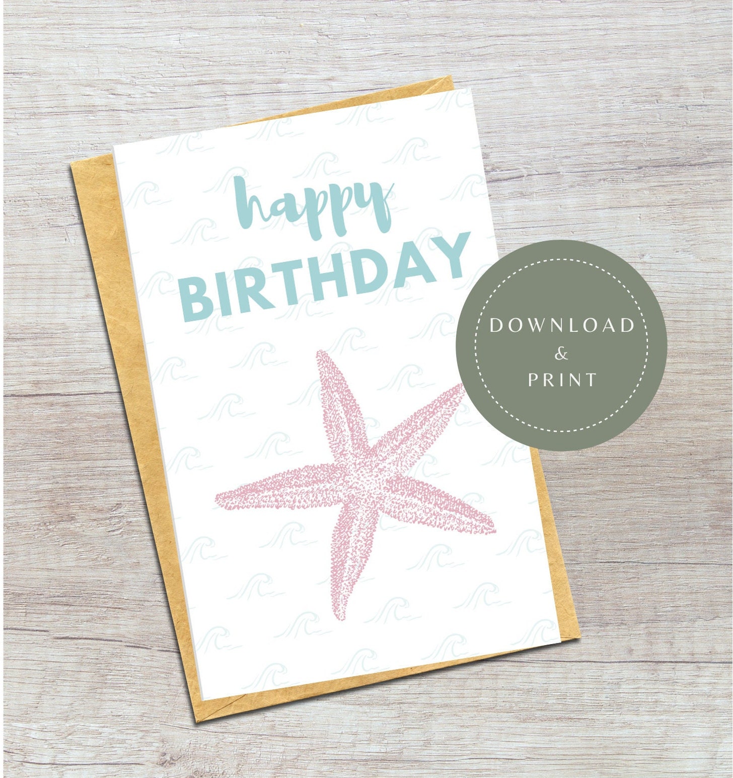 Digital Birthday Card | Printable Beach Themed Happy Birthday Card ...