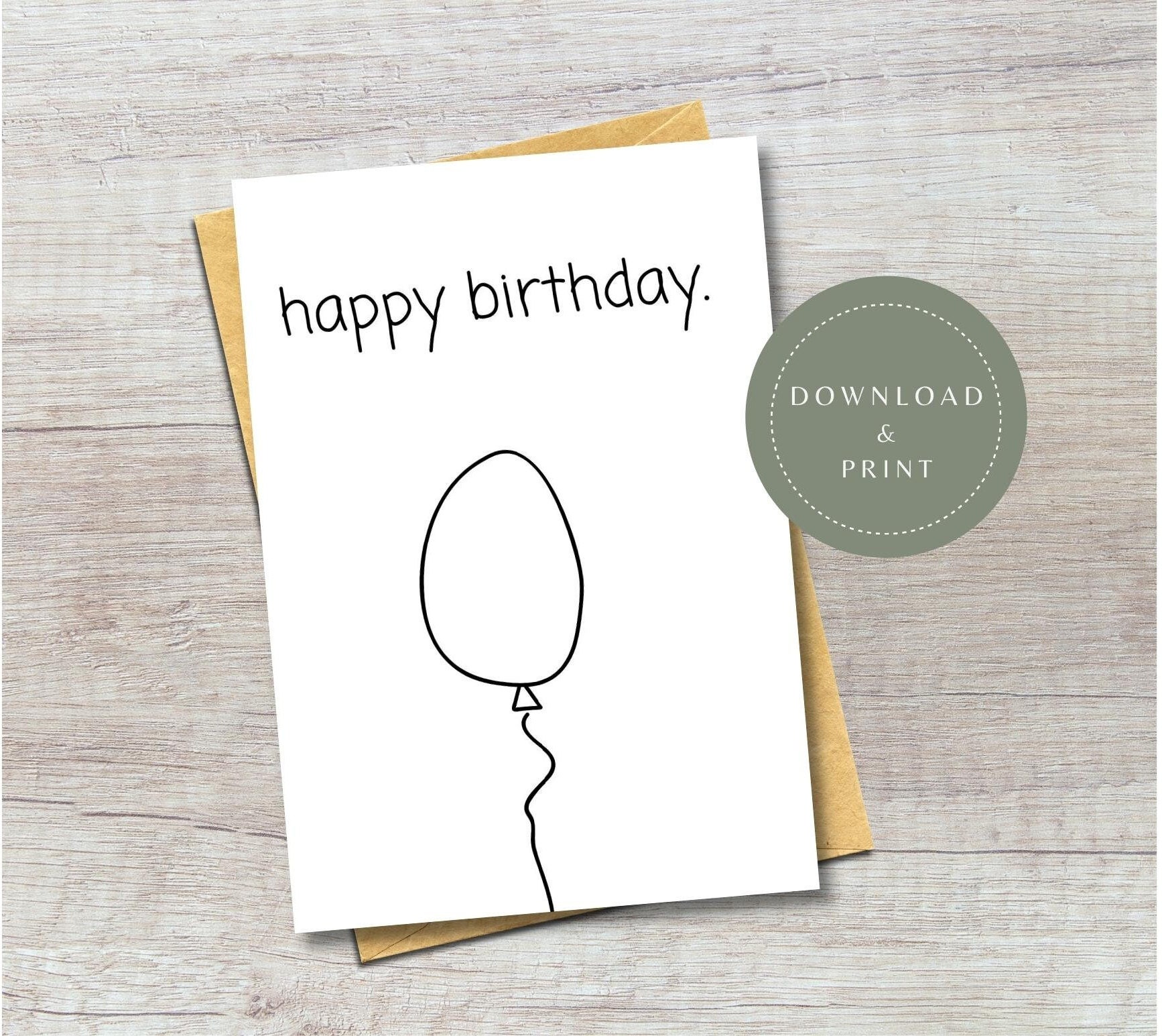 Digital Birthday Card Printable Simple Bday Card Sketched | Etsy