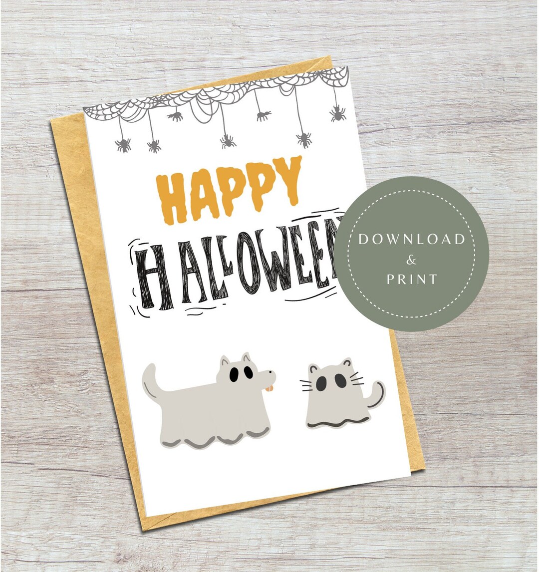 Digital Halloween Card Printable Happy Halloween Greeting Card Kids ...