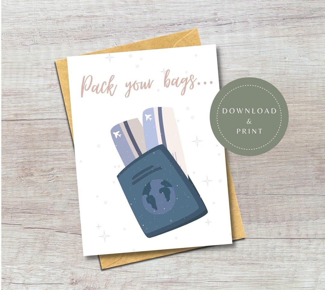 Surprise Vacation Announcement Card | Digital Surprise Trip Card ...