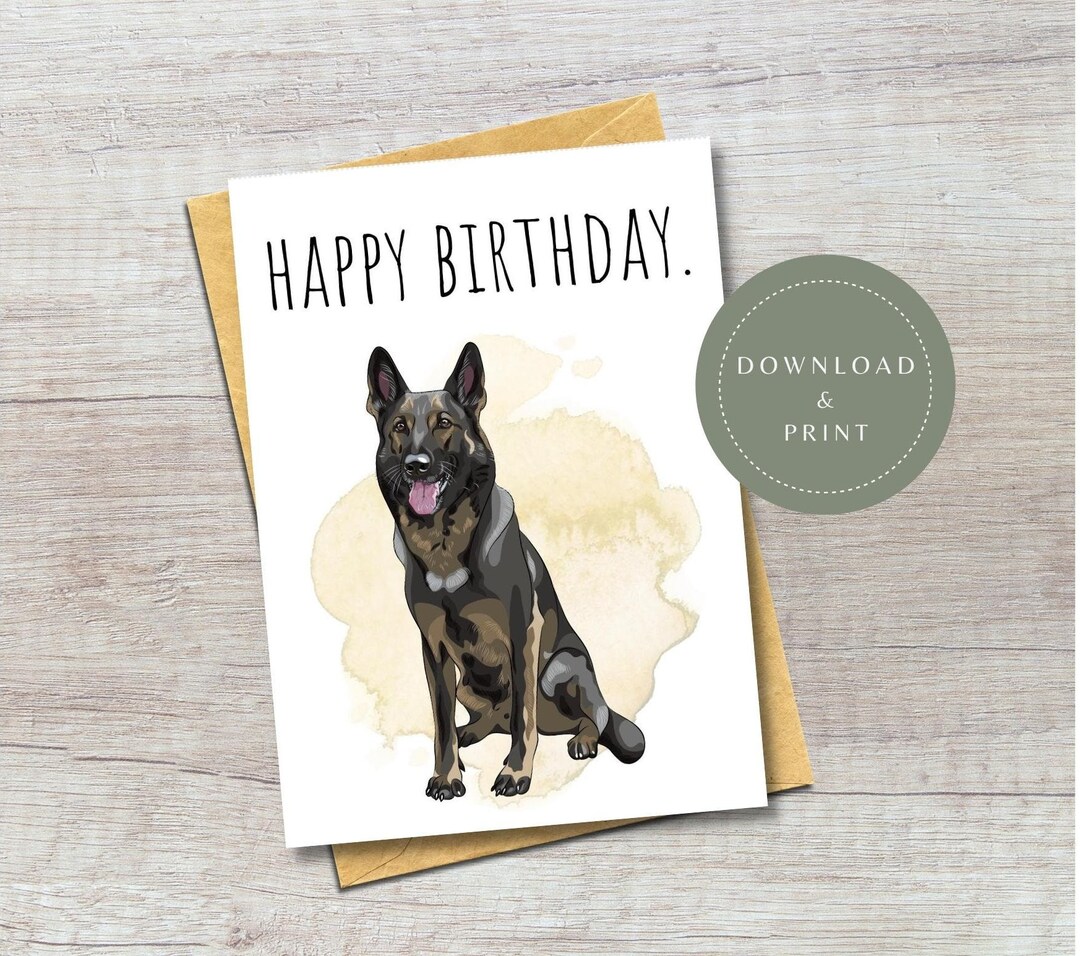 Printable German Shepherd Birthday Card Digital German - Etsy