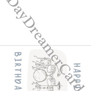 Digital Birthday Card | Printable Happy Birthday Drum Set Card | for ...