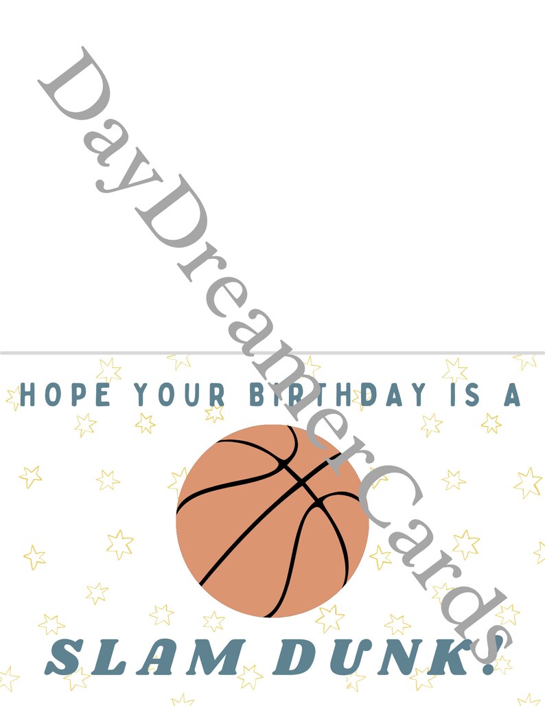 Printable Basketball Birthday Card | Slam Dunk (digital Download) - Etsy
