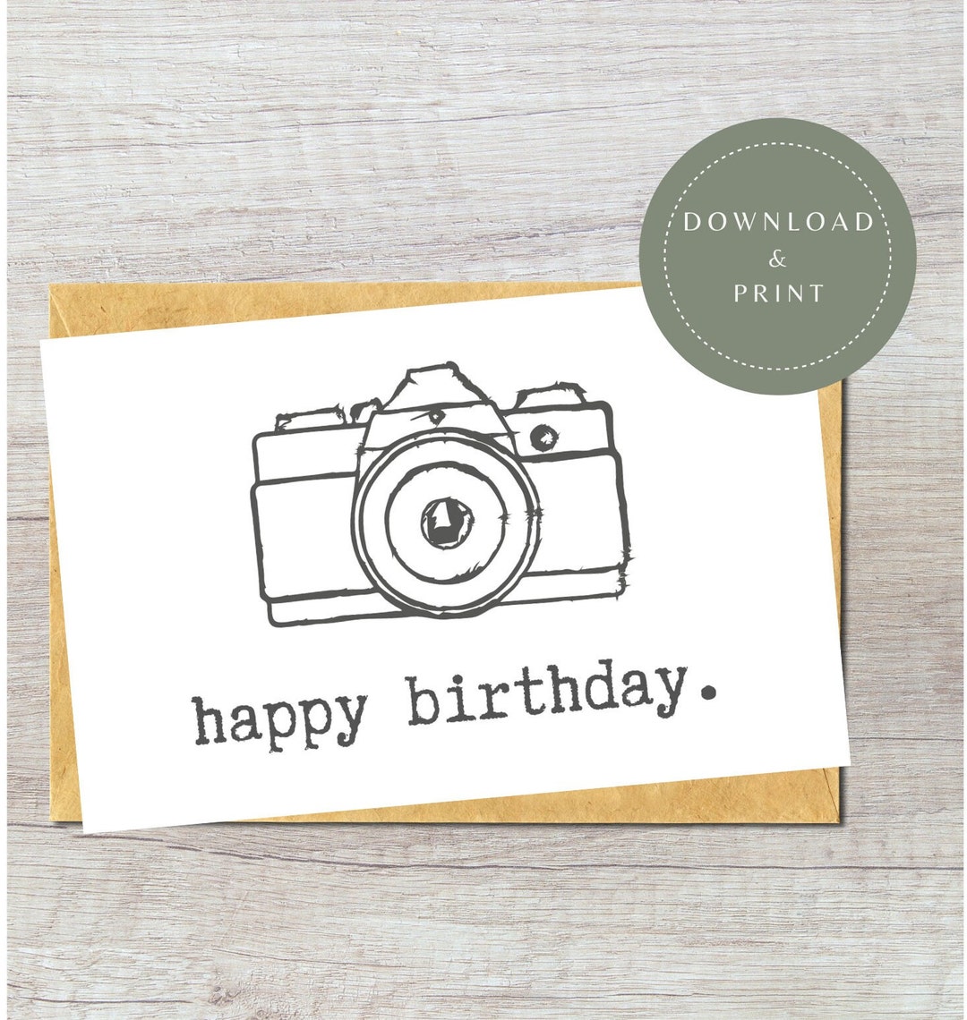 Digital Camera Birthday Card | Printable Happy Birthday Vintage Camera ...