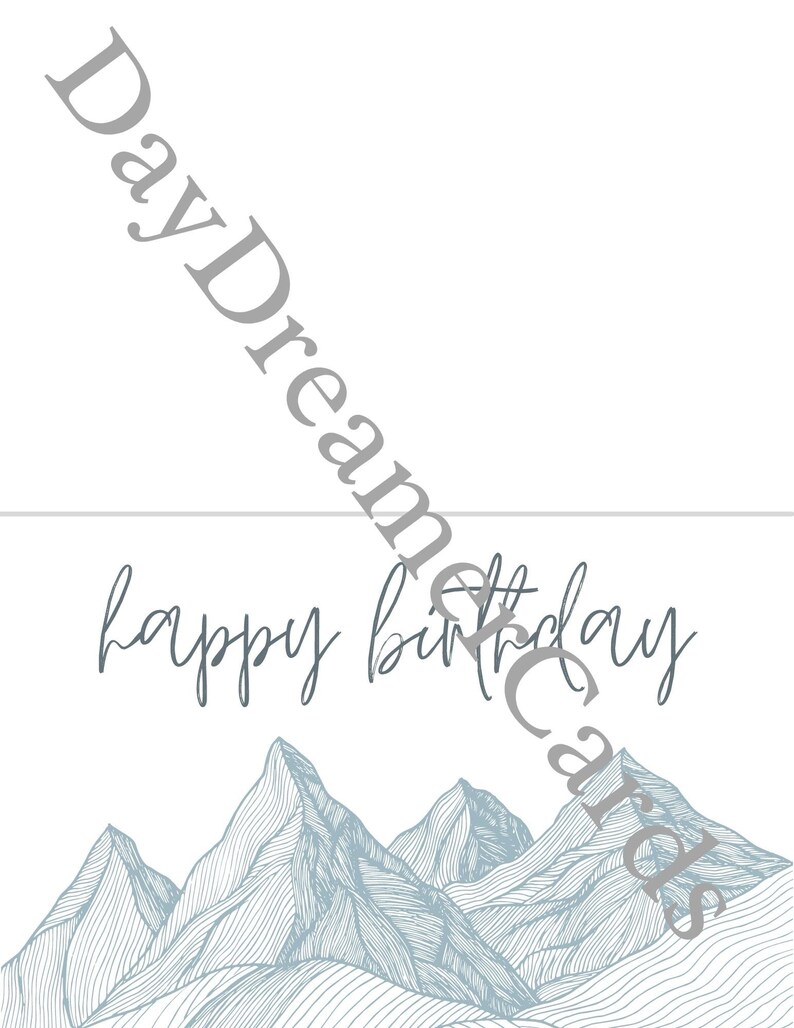 Digital Birthday Card | Mountain Birthday Card | Printable Happy ...