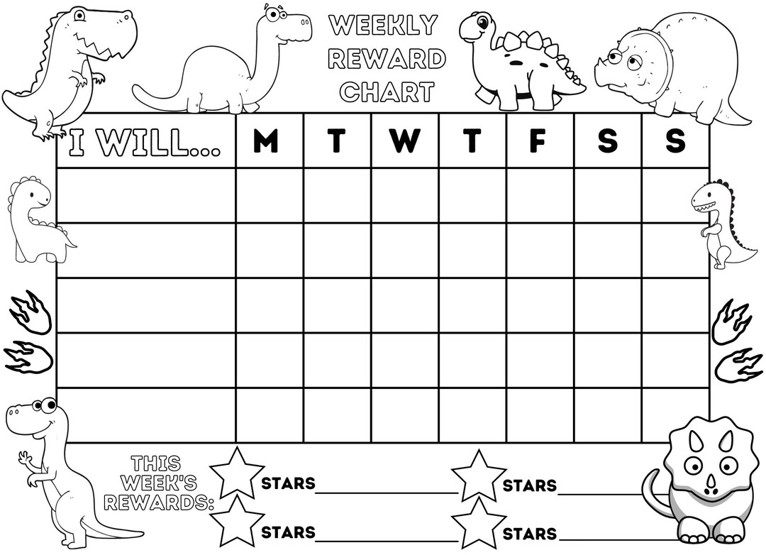 Colour Your Own Children's Reward Chart - Dinosaurs Theme - Download ...
