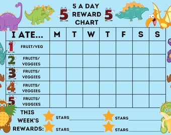 Children's Reward Chart Dinosaurs Theme Download and | Etsy
