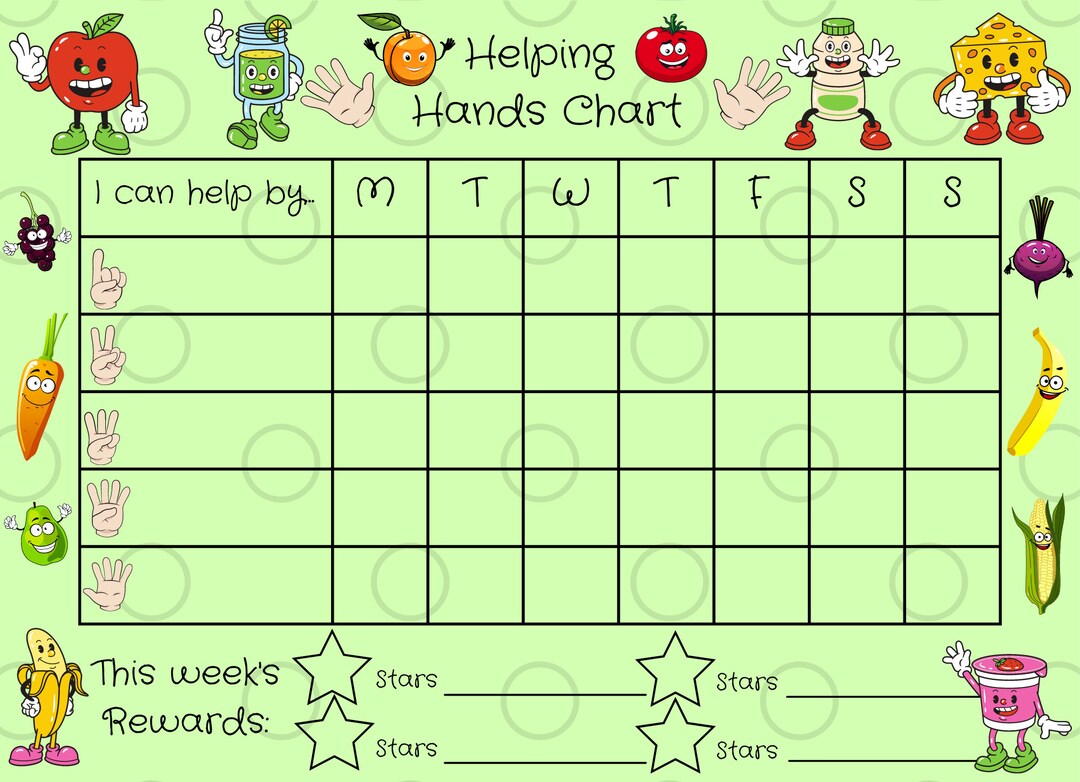 Children's Helping Hands Reward Chart - Friendly Foods Theme - Download ...