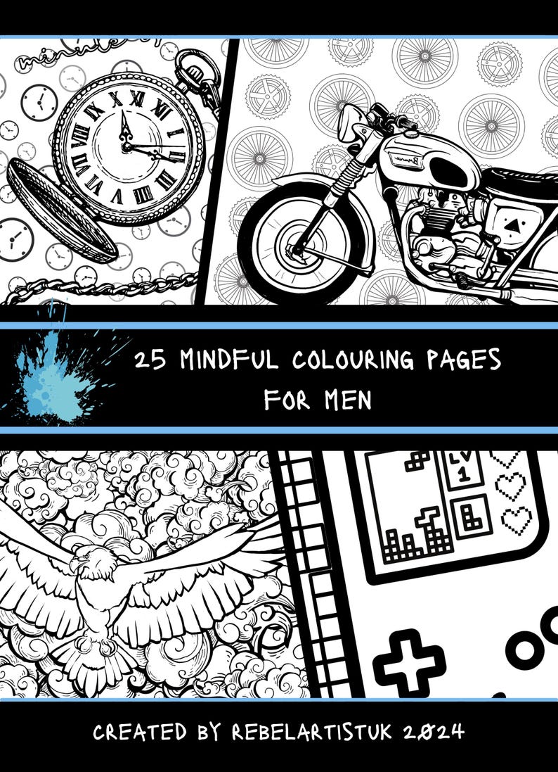Mindful Colouring for Men DIGITAL Colouring Pages Print at Home for ...