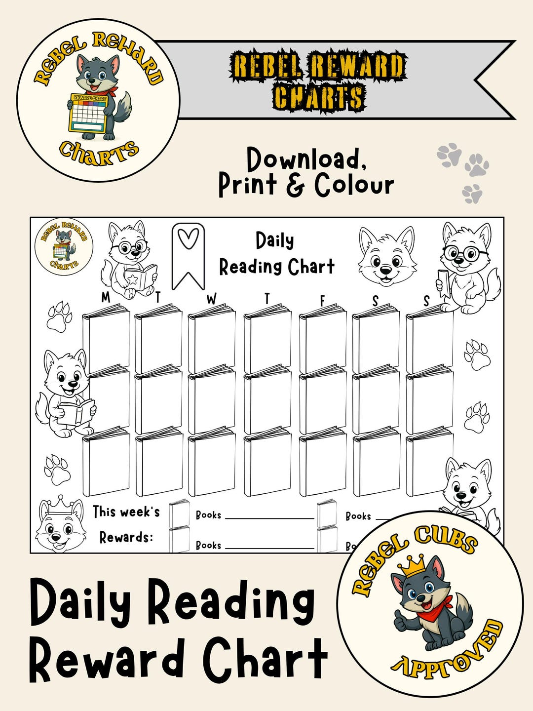 Colour Your Own Daily Reading Chart – Printable Book Tracker for Kids ...