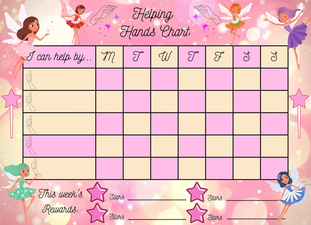 Children's Helping Hands Reward Chart - Fairies Theme - Download and ...