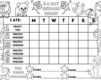 Children's 5 a Day Reward Chart Dinosaurs Theme - Etsy
