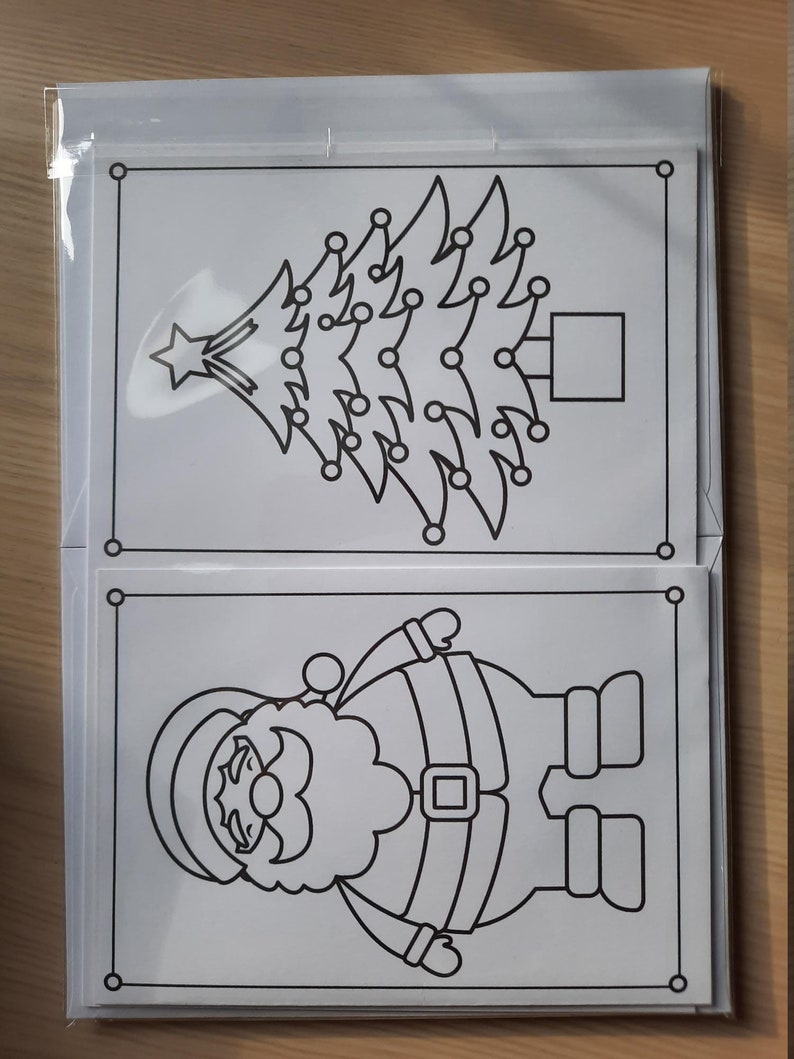 Colour Your Own Christmas Cards for Kids. Set of 12 Cards. 4 Designs ...