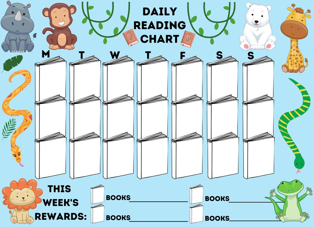 Children's Daily Reading Reward Chart - Jungle Animals Theme - Download ...