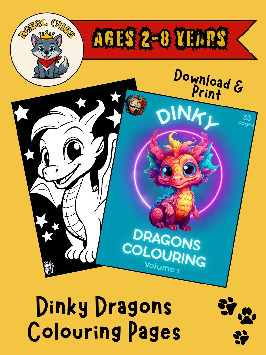Dinky Dragons Colouring Book – Volume 1 | 33 Pages of Cute & Cheeky ...