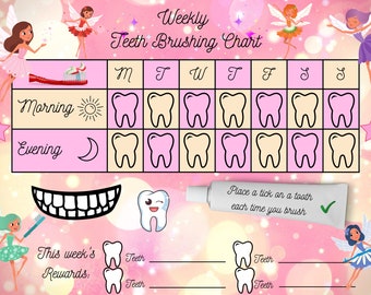 Children's Teeth Brushing Reward Chart Unicorns Theme | Etsy