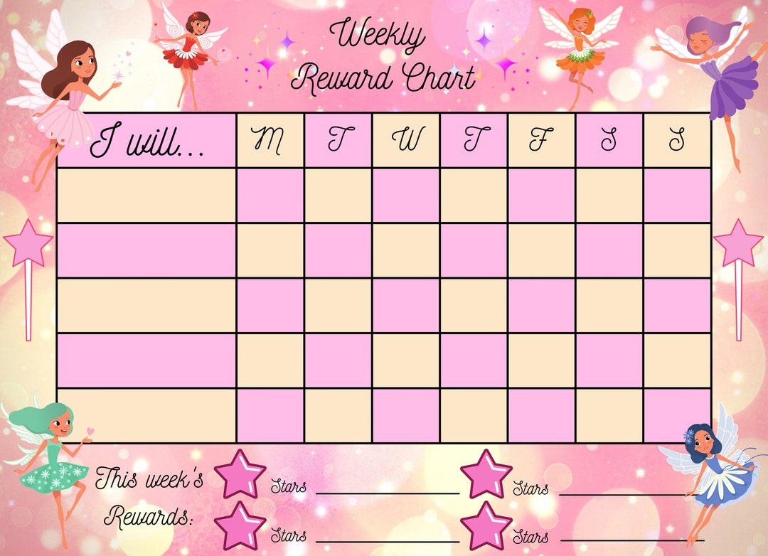 Children's Reward Chart - Fairies Theme - Download and Print - Etsy