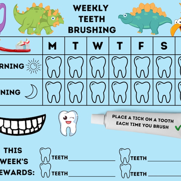 Tooth Brushing Chart - Etsy