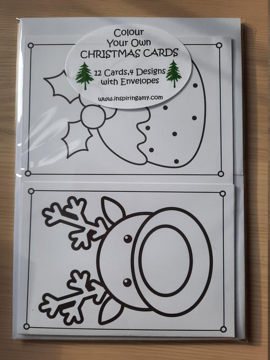 Colour Your Own Christmas Cards for Kids. Set of 12 Cards. 4 Designs ...