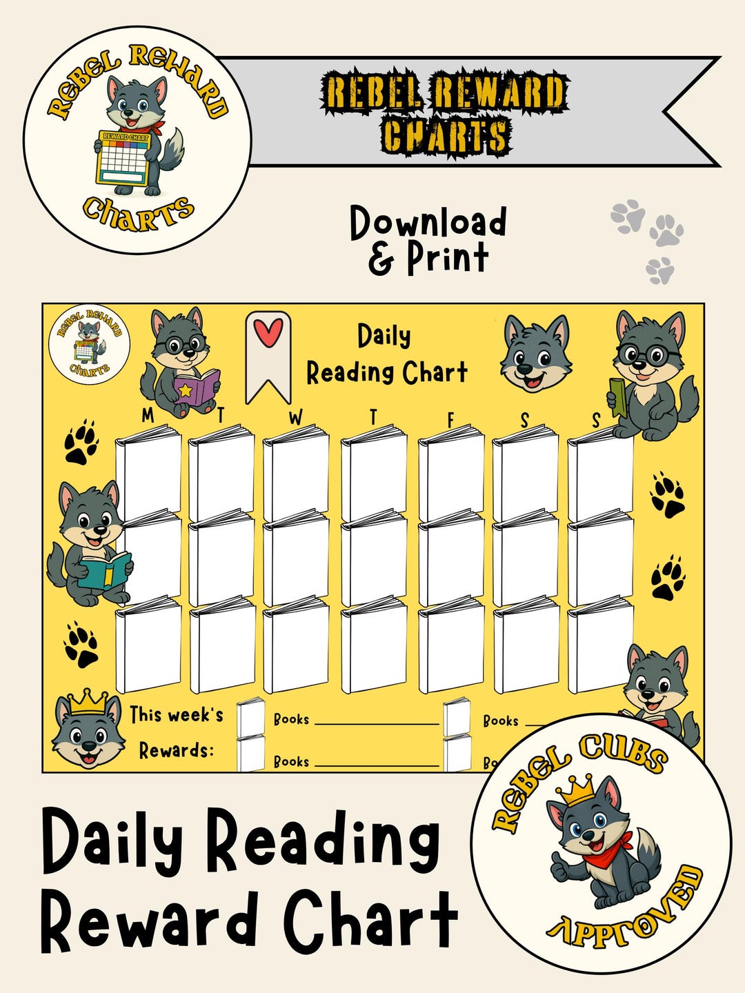 Daily Reading Reward Chart – Printable Book Tracker for Kids | Full ...