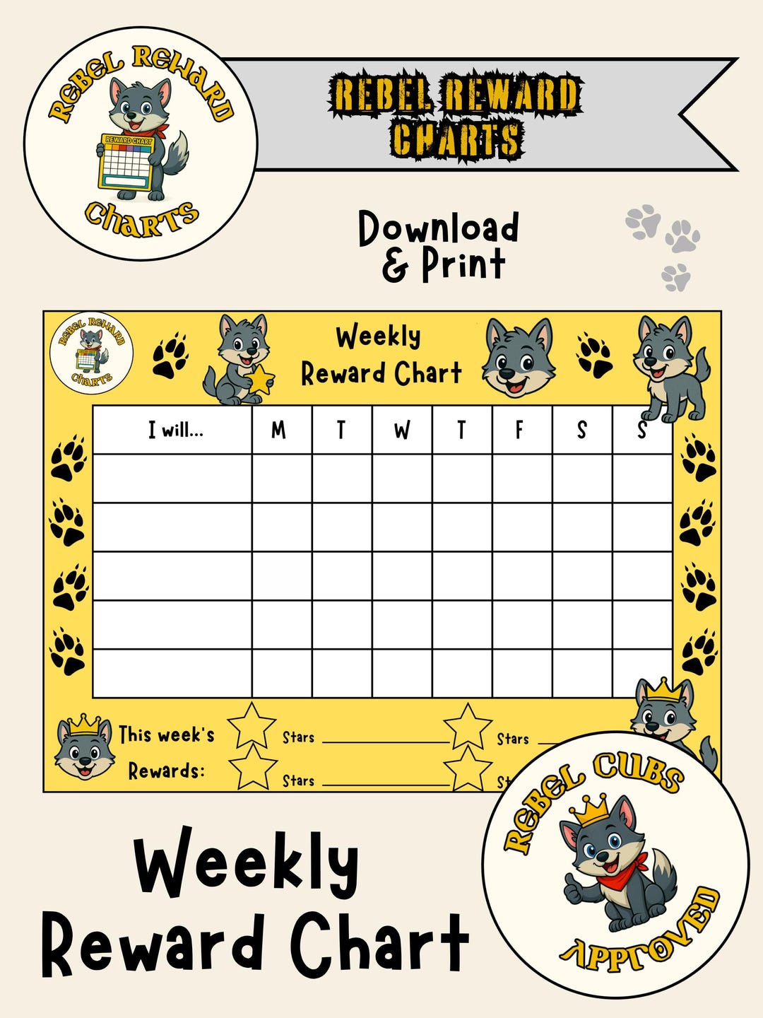 Weekly Reward Chart – Printable Goal Chart for Kids | Behaviour Chart ...