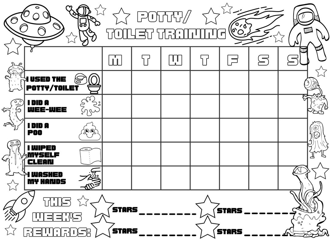Colour Your Own Children's Potty/toilet Training Reward Chart - Space ...