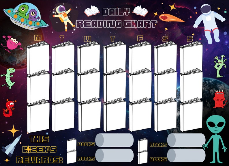 Set of 6 Children's Reward Charts - Space Aliens Theme - Download and ...