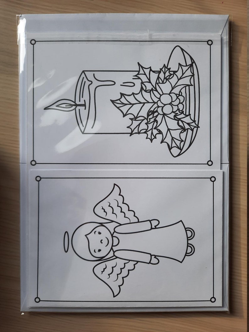 Colour Your Own Christmas Cards for Kids. Set of 12 Cards. 4 Designs ...