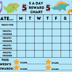 Set of 6 Children's Reward Charts - Dinosaur Theme - Download and Print ...