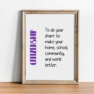 Digital Print | 6 Pillars of Character | Classroom Decor | Rainbow ...