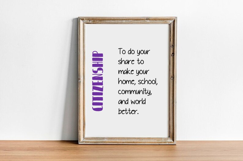 Digital Print | 6 Pillars of Character | Classroom Decor | Rainbow ...