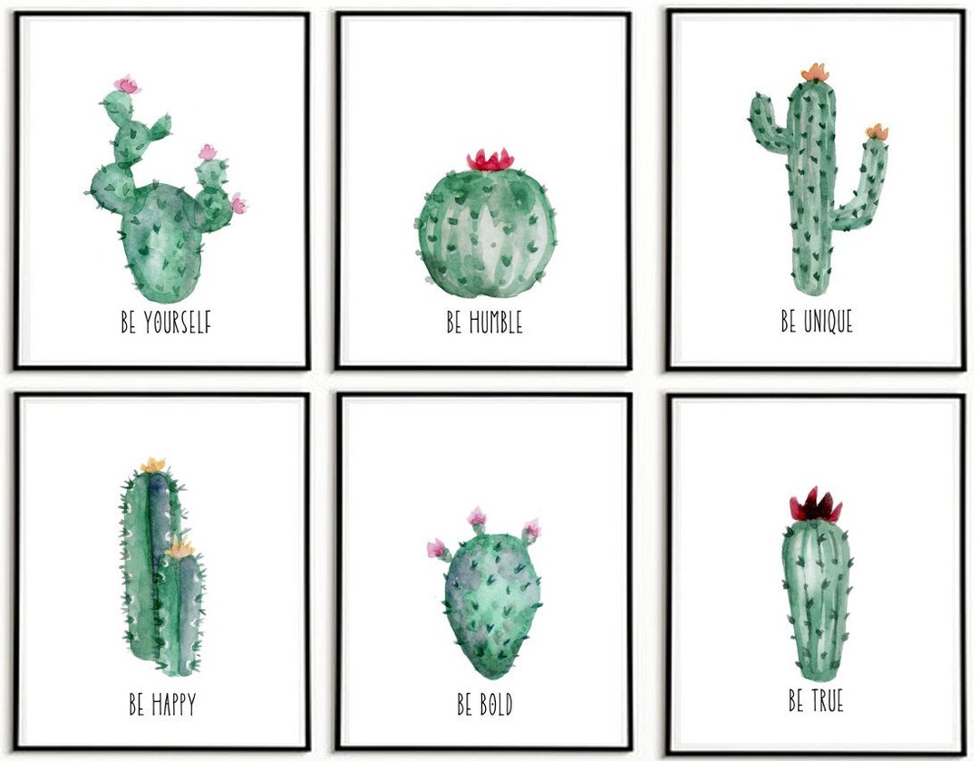 Cactus Watercolor Set of 6 Prints | Digital Print | Inspirational Kids ...