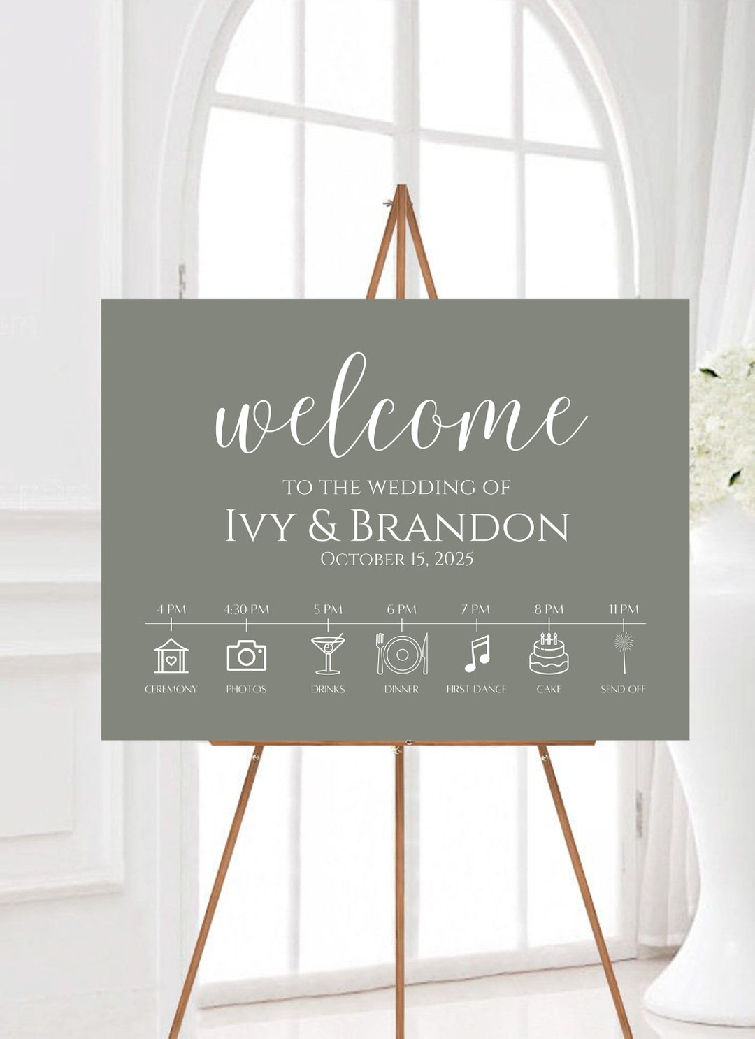 Ivy Collection | Wedding Welcome Sign Template | Sage Green Boho Order ...
