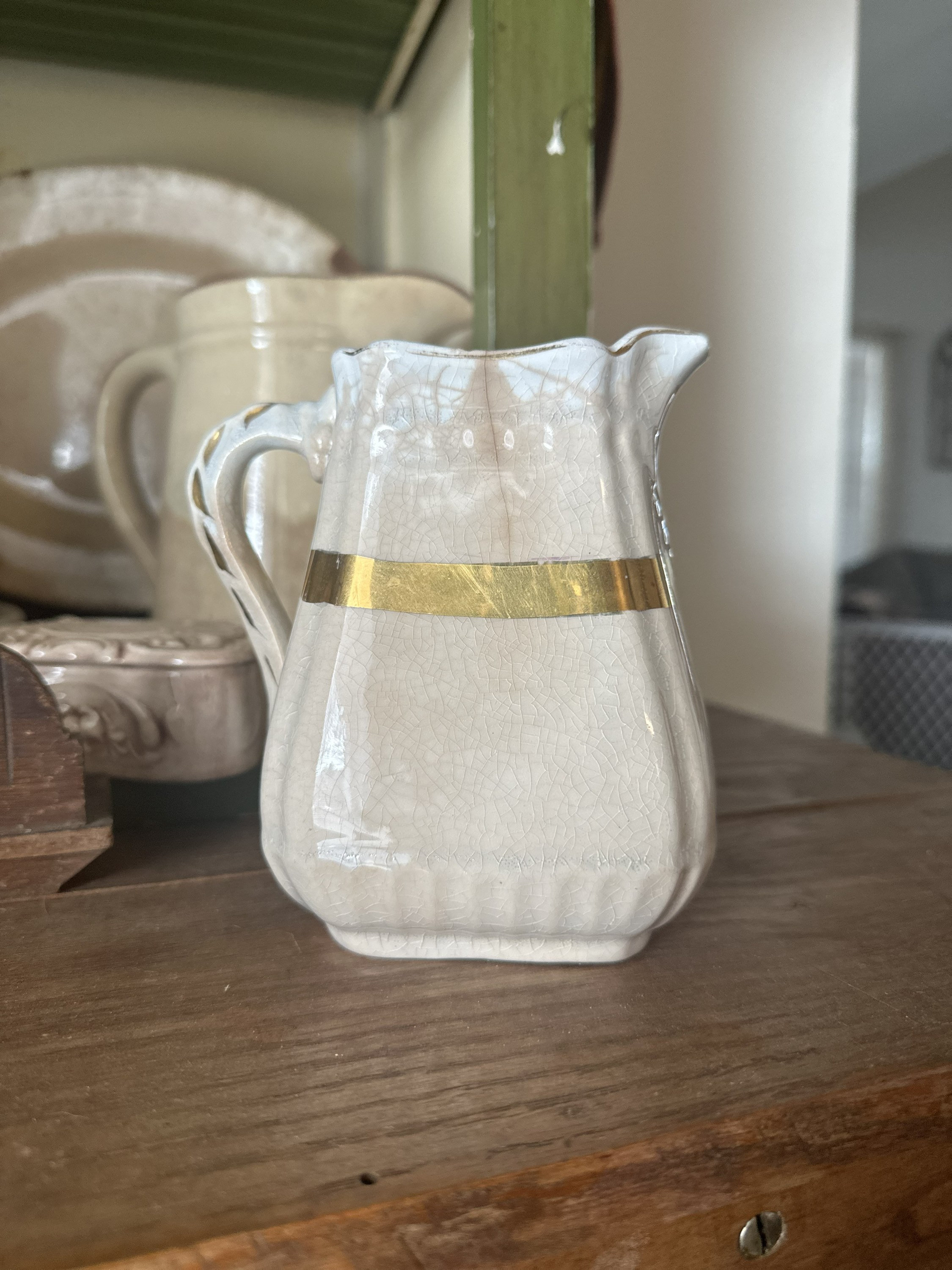 Stained Ironstone Creamer With Gold Accents - Etsy