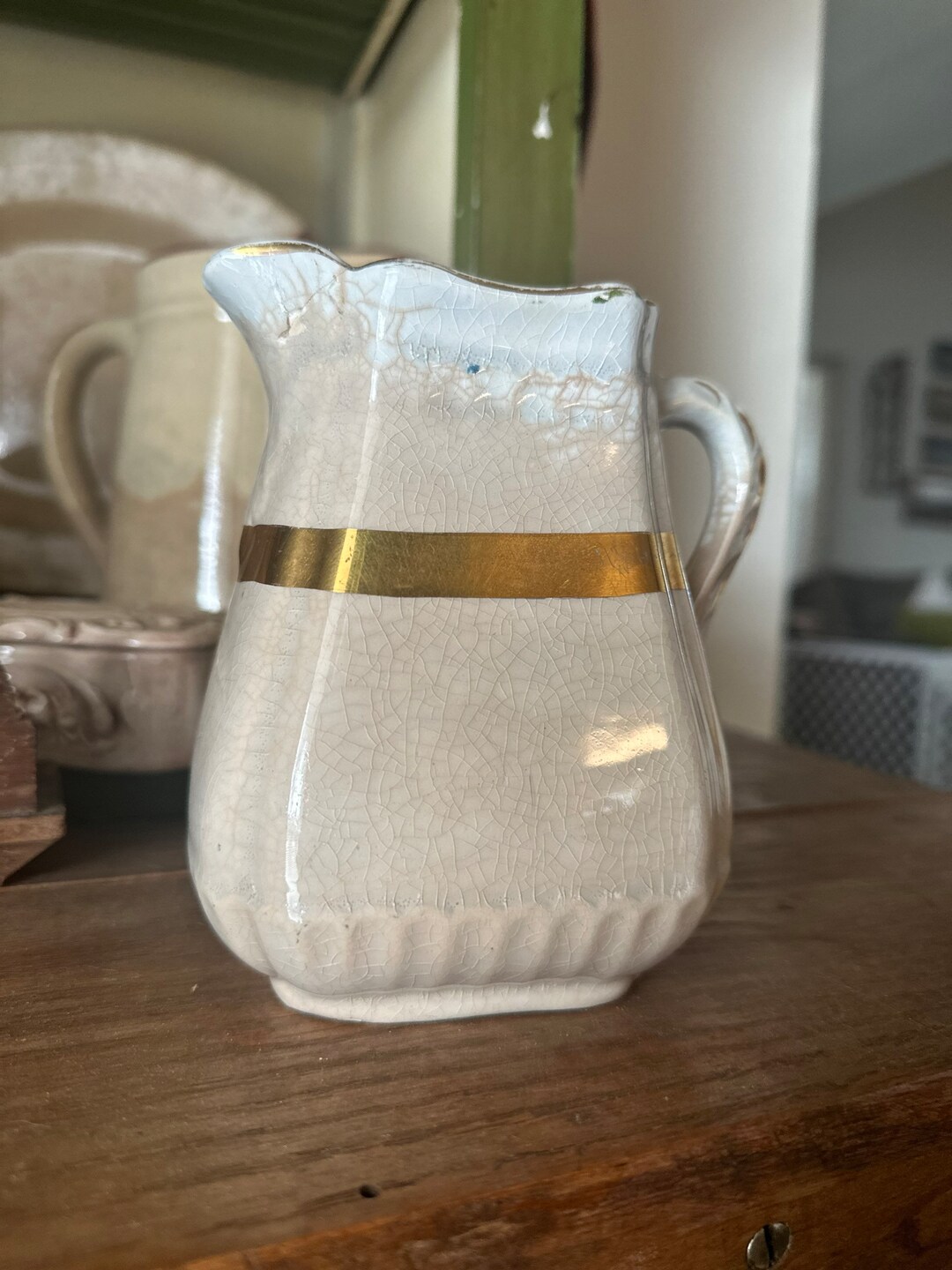 Stained Ironstone Creamer With Gold Accents - Etsy