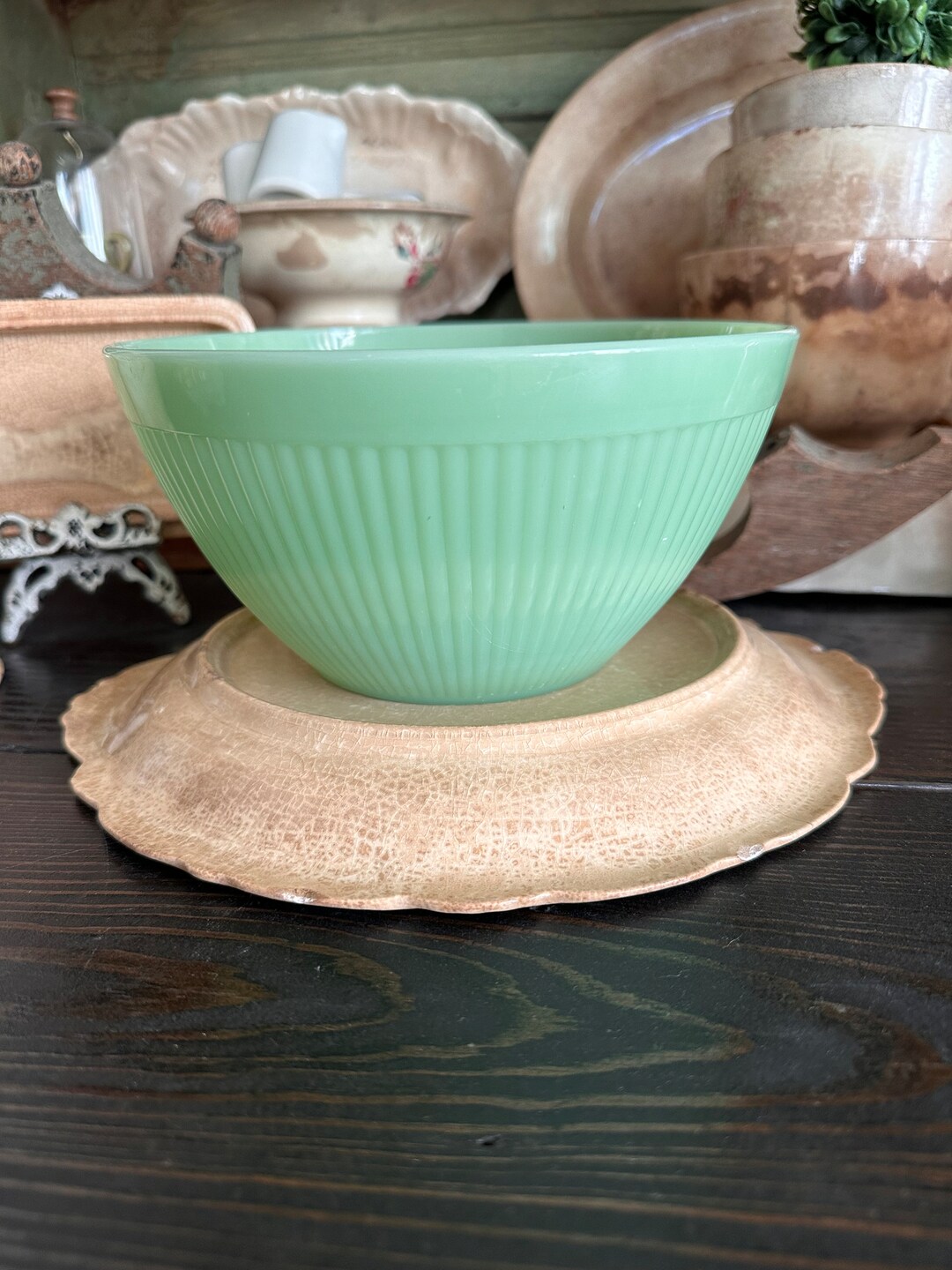 Jane Ray Jadite by ANCHOR HOCKING, Mixing Bowl - Etsy
