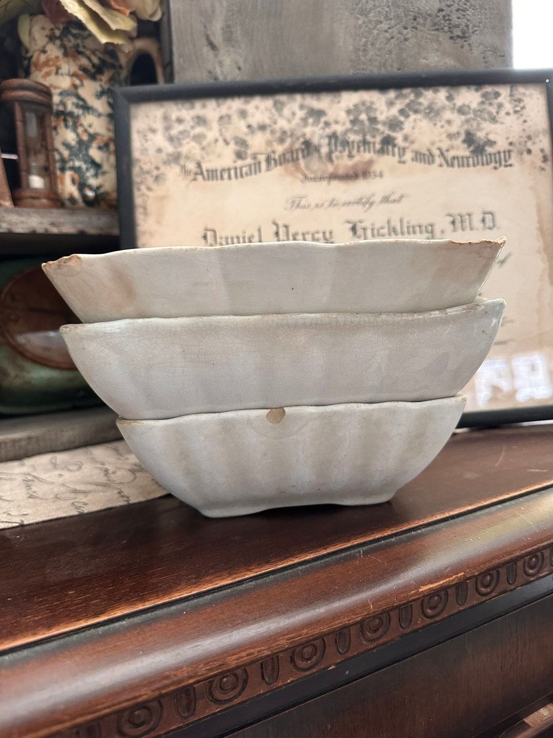 Stained and Crazed Square Ladyfinger Bowl 8 In - Etsy