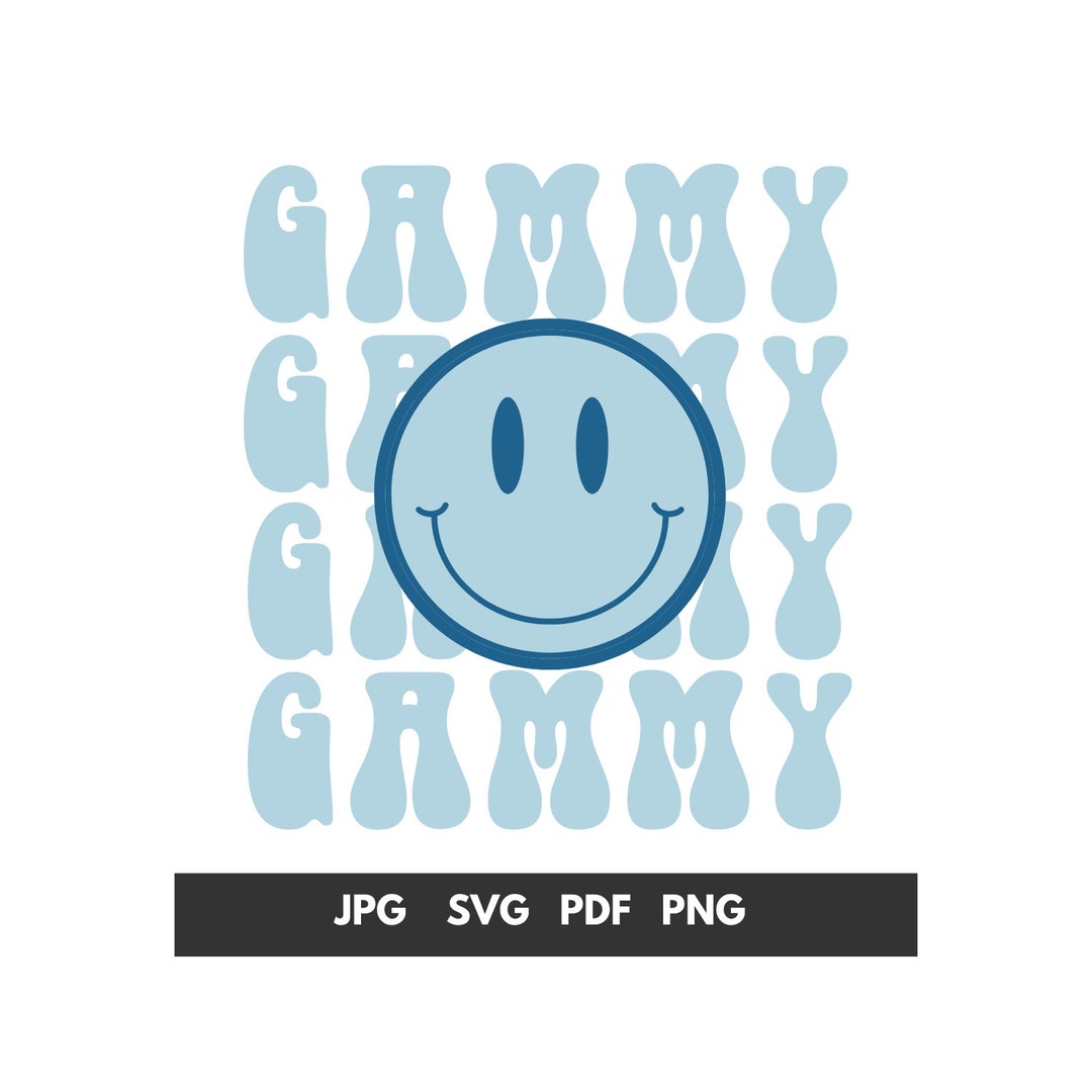Blue Smiley Face Gammy SVG, Groovy Gammy Tee, Digital Gammy Design ...