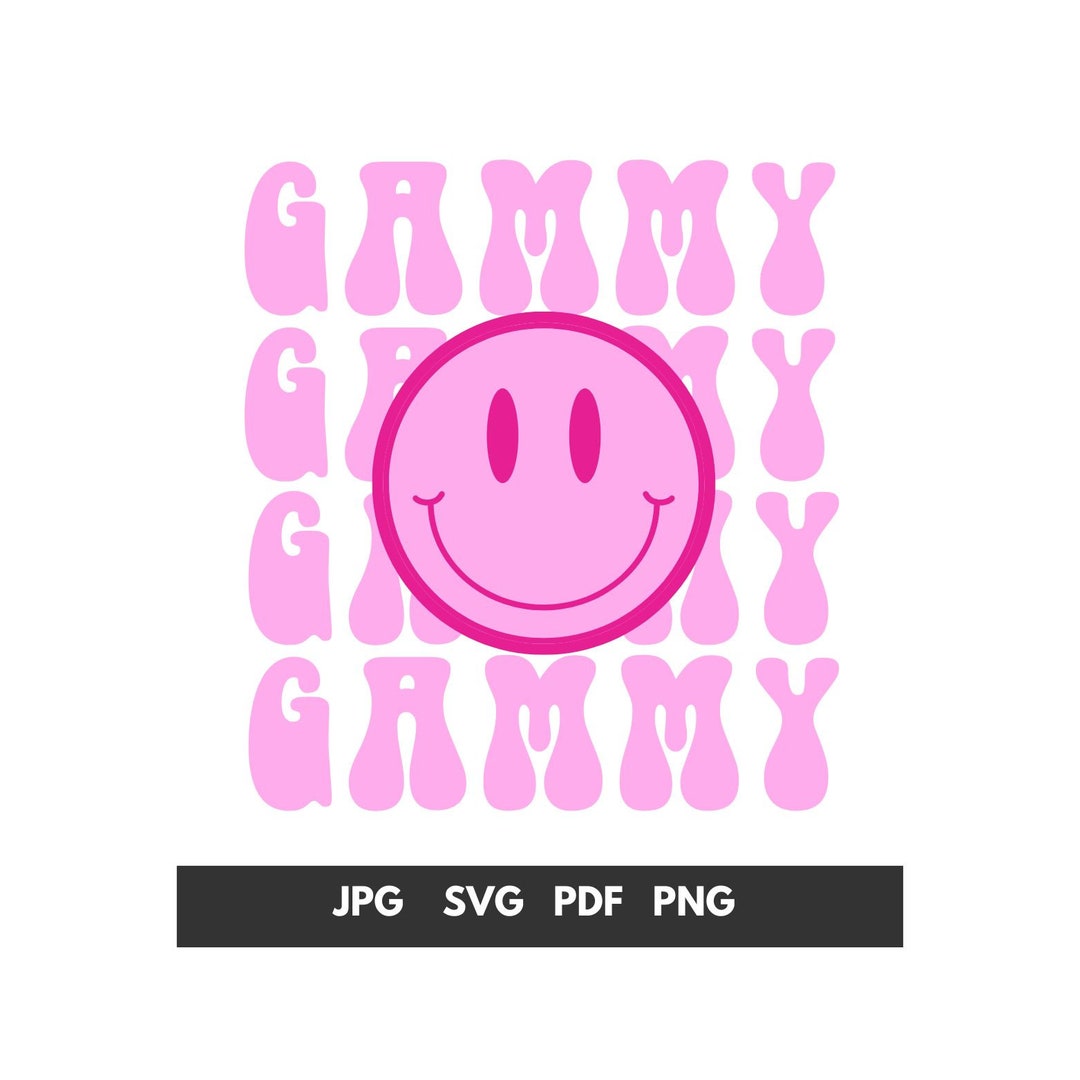 Pink Smiley Face Gammy SVG, Groovy Gammy Tee, Digital Gammy Design ...
