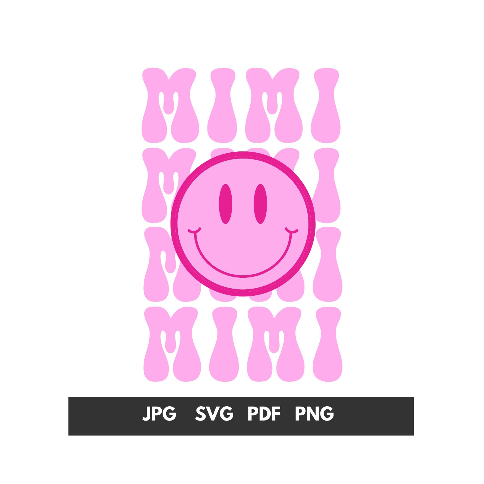 Pink Smiley Face Mimi SVG, Groovy Mimi Tee, Digital Mimi Design ...