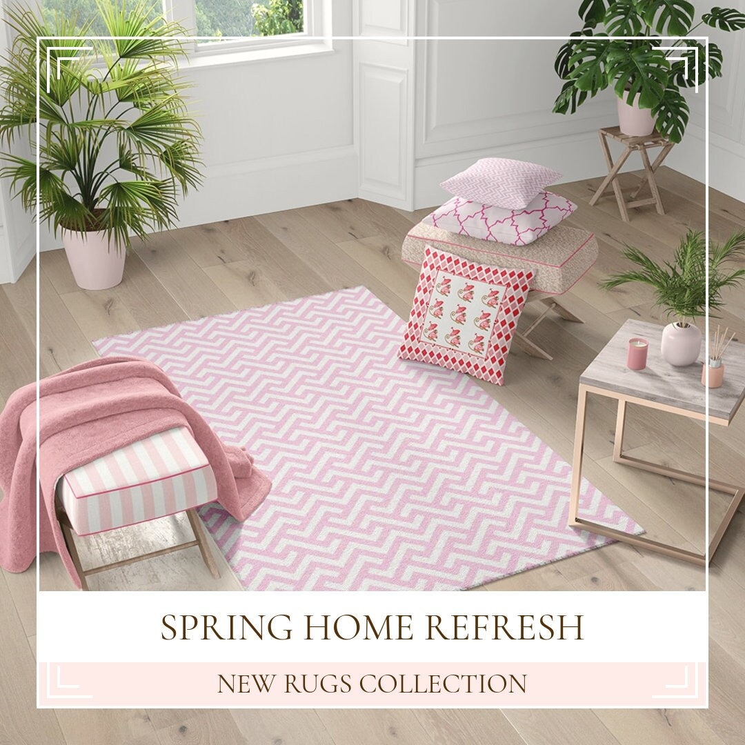 Preppy Aesthetic Area Rugs Baby Pink, Preppy Room Decor Aesthetic, Rug ...