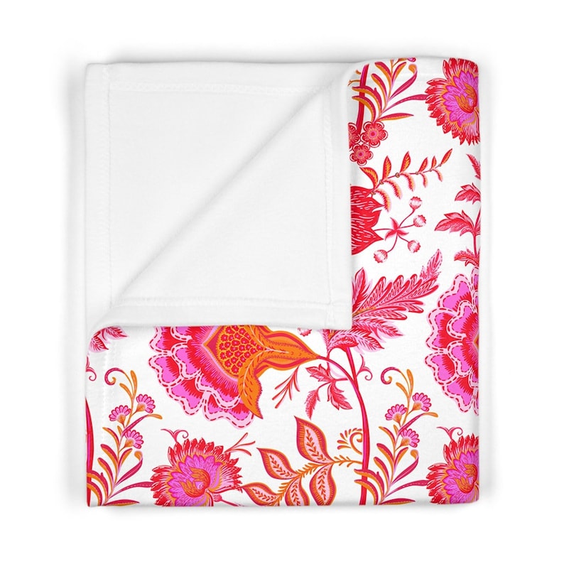 Pink Floral Preppy Blanket, Preppy Aesthetic Blanket for Teens, Preppy ...