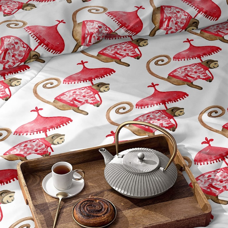 Preppy Monkey Comforter Preppy Bedding Preppy Room Decor - Etsy