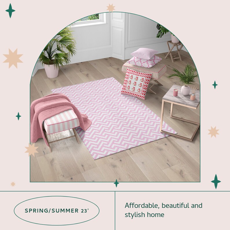 Preppy Aesthetic Area Rugs Baby Pink Preppy Room Decor - Etsy