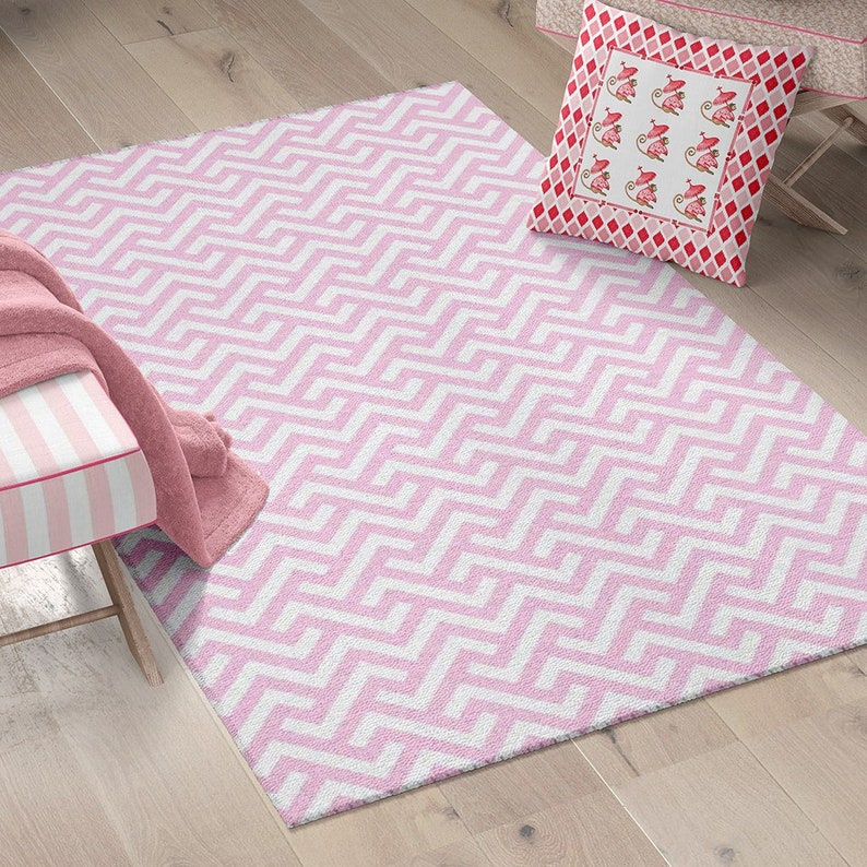 Preppy Aesthetic Area Rugs Baby Pink Preppy Room Decor - Etsy