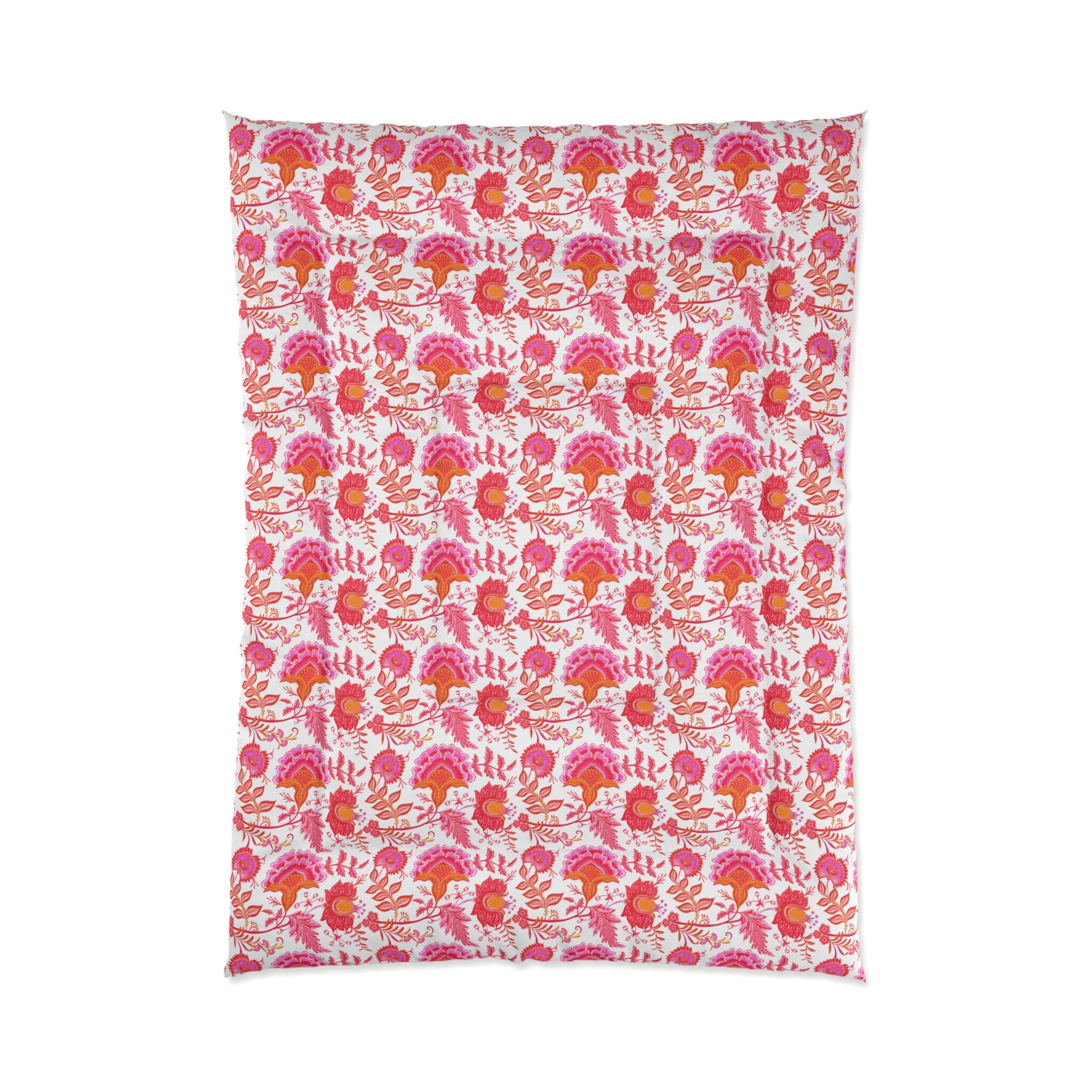 Floral Block Print Bedding, Preppy Comforter, Floral Bedding, Preppy ...