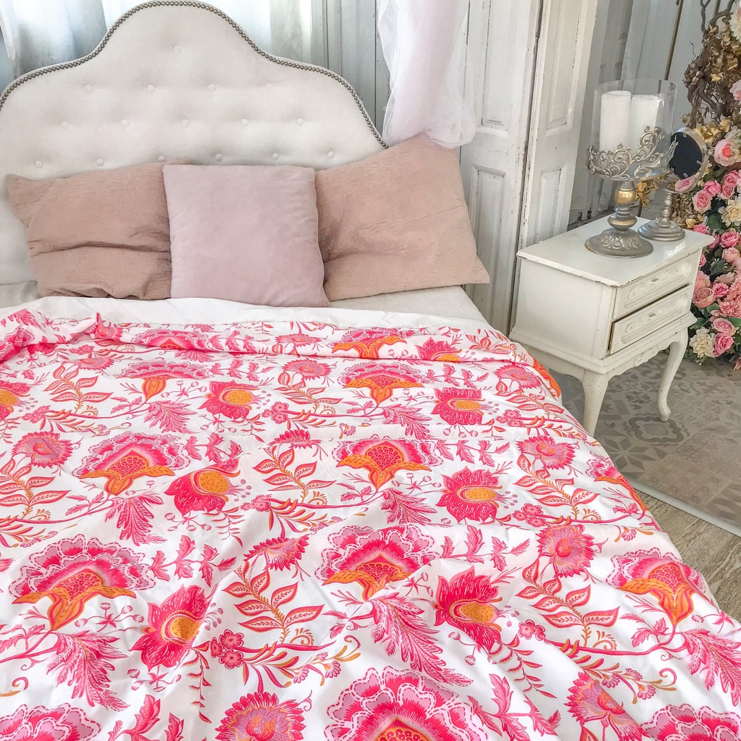 Floral Block Print Bedding, Preppy Comforter, Floral Bedding, Preppy ...