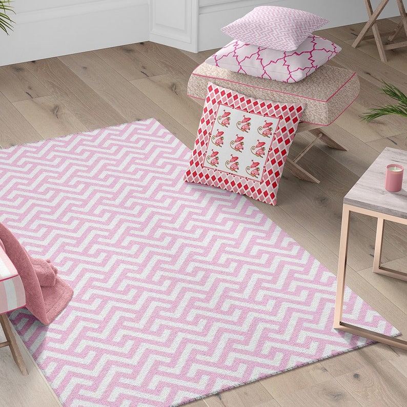 Preppy Aesthetic Area Rugs Baby Pink Preppy Room Decor - Etsy