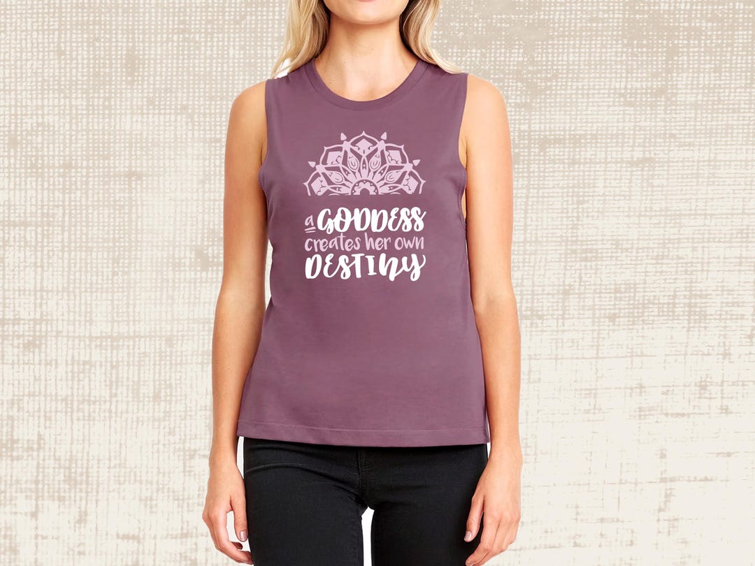 Lightweight Goddess Tank Top, Mandala Muscle Tank, Destiny Quote Shirt ...