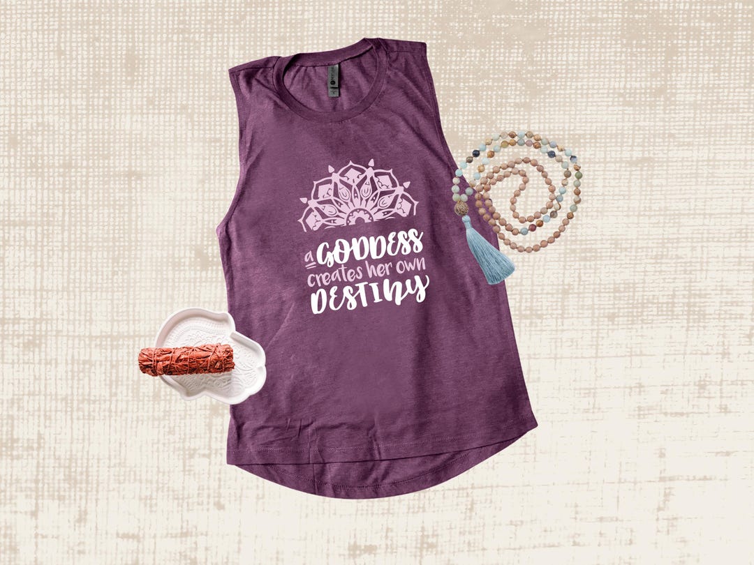 Lightweight Goddess Tank Top, Mandala Muscle Tank, Destiny Quote Shirt ...